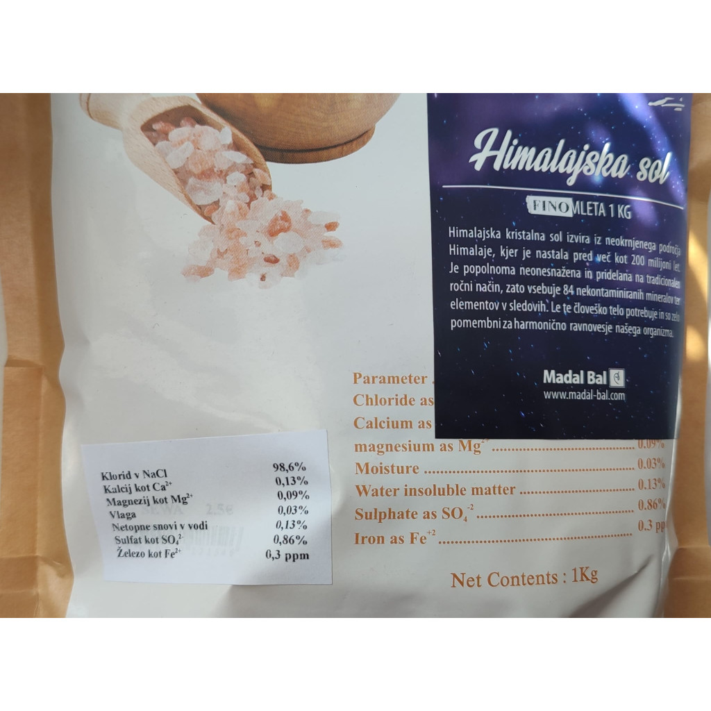 Himalajska sol - kamena sol - (fino mleta) - 1000g